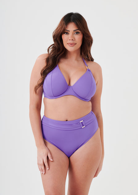 Fuller Bust Boudoir Beach Violet Underwired Halter Bikini Top, D-GG Cu – Miss Mandalay
