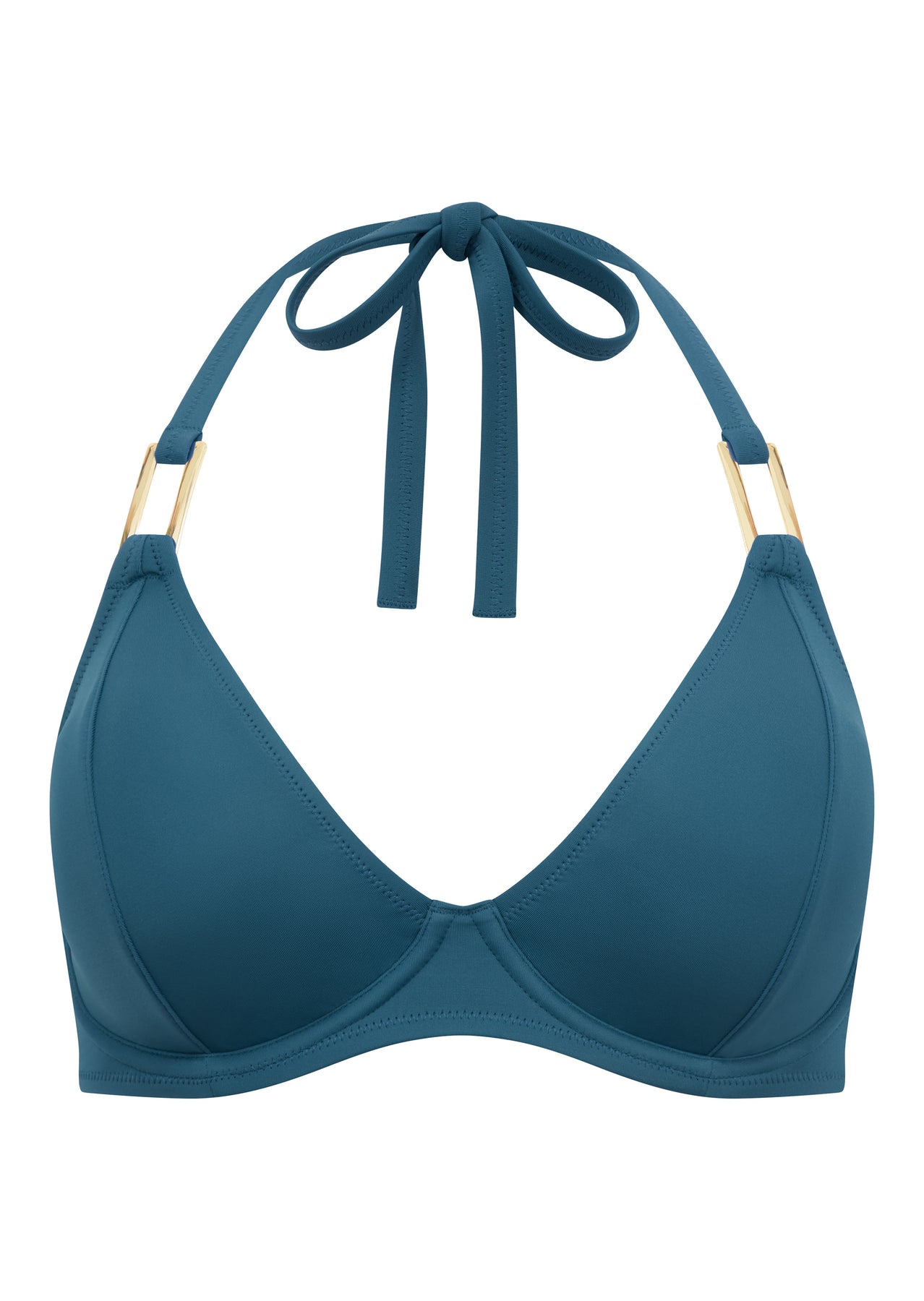 Fuller Bust Boudoir Beach Seaport Blue Underwired Halter Bikini Top, D ...