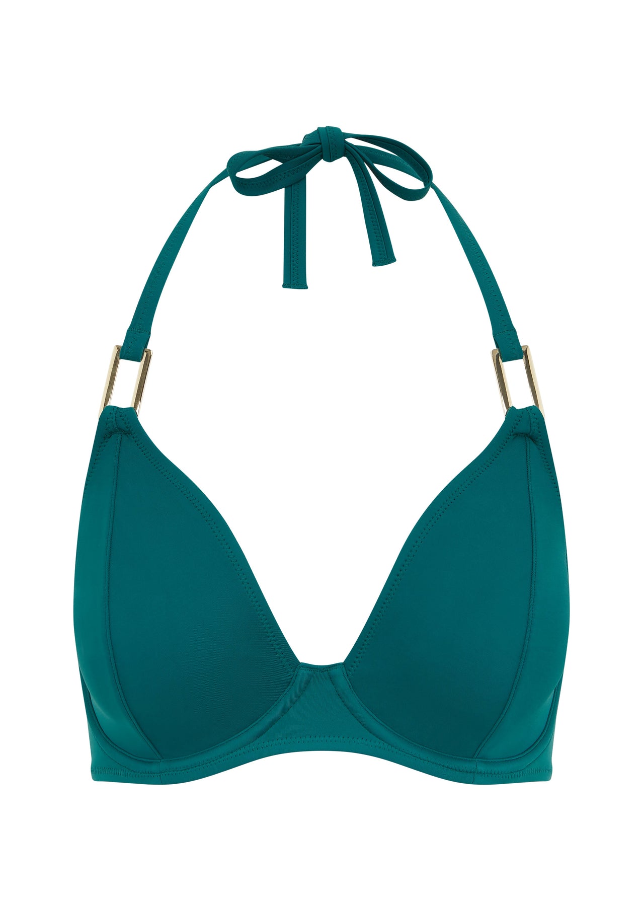 Fuller Bust Boudoir Beach Teal Underwired Halter Bikini Top, D-GG Cup ...